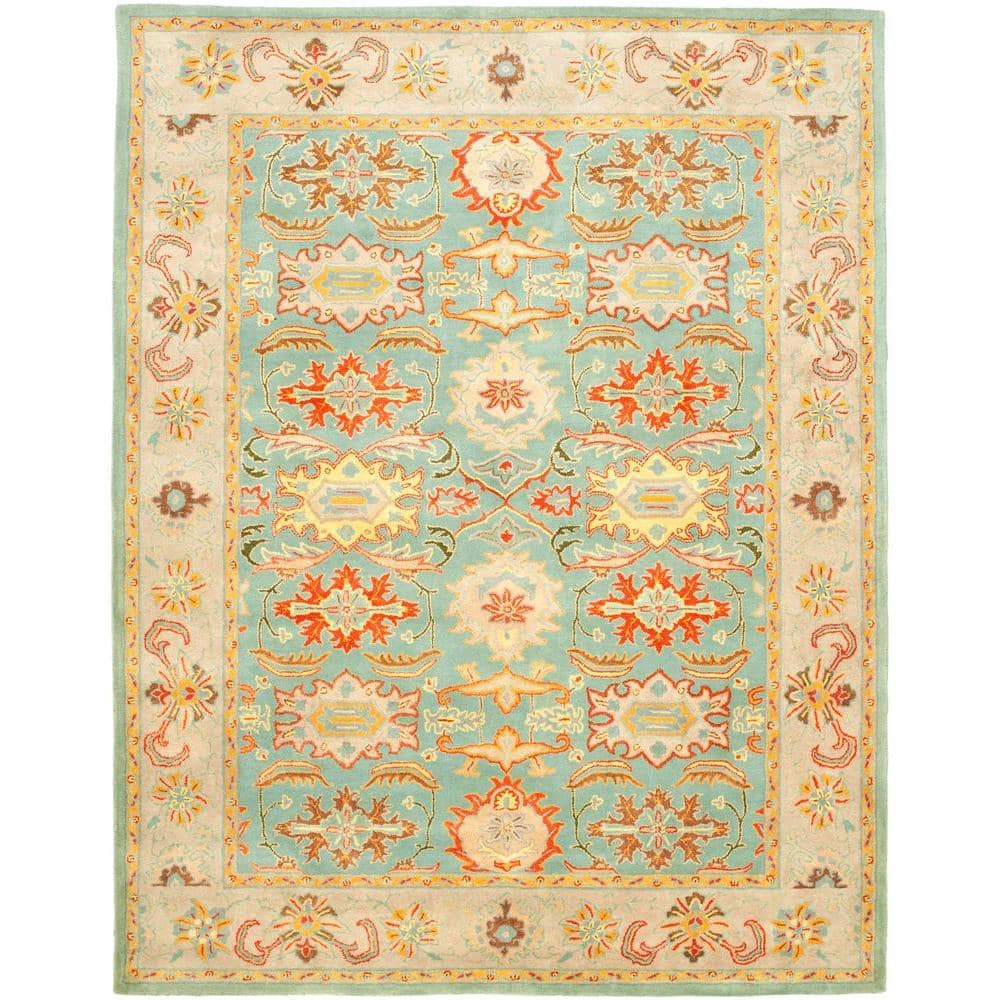 SAFAVIEH Heritage Light Blue/Ivory 9 ft. x 12 ft. Border Area Rug ...