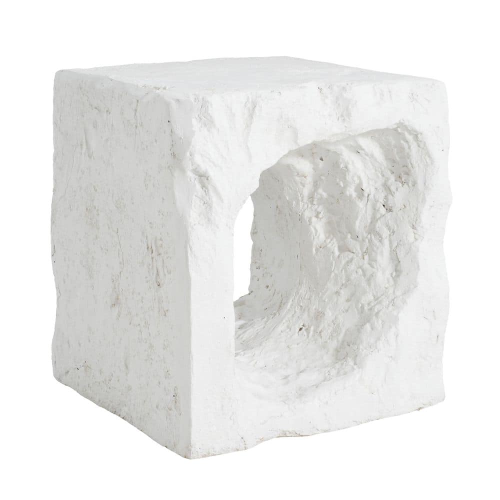 17.85 in. W Square White Composite Weather-resistant Outdoor Side Table ...