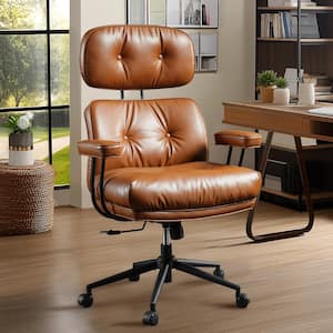 Allwex Kro Suede Swivel Ergonomic Office Task Chair in Light Brown with ...