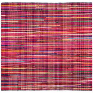 SAFAVIEH Rag Rug Red/Multi 2 ft. x 12 ft. Distress Striped Runner Rug ...