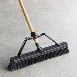 Libman 24 in. Push Broom with 60 in. Wood Handle and 17 in. Extra Wide ...