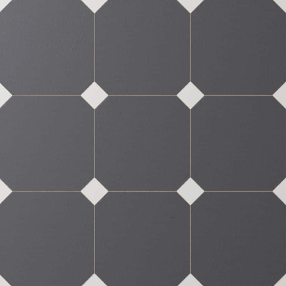 Merola Tile Vaudeville Octagon Antracita with Taco Nacar 8 in. x 8 in ...
