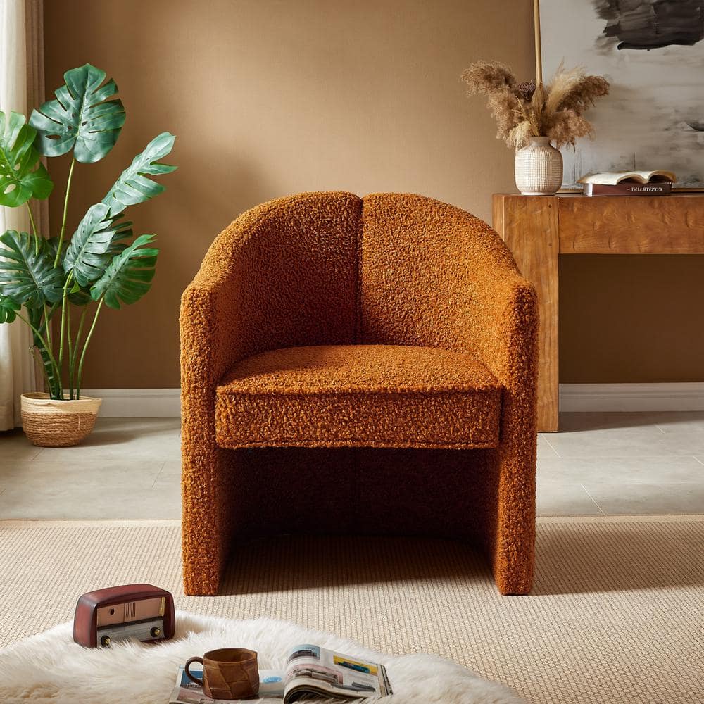 Noble House Modern Caramel Boucle Upholstered Barrel Club Arm Chair ...