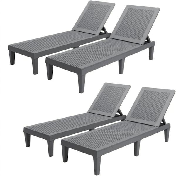 Tozey Resin Outdoor Chaise Lounge Set of 4, Waterproof Quick Assembly ...