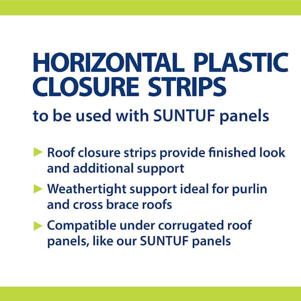 Suntuf 24 in. Horizontal Plastic Roof Closure Strips (6-Pack) 92770 ...
