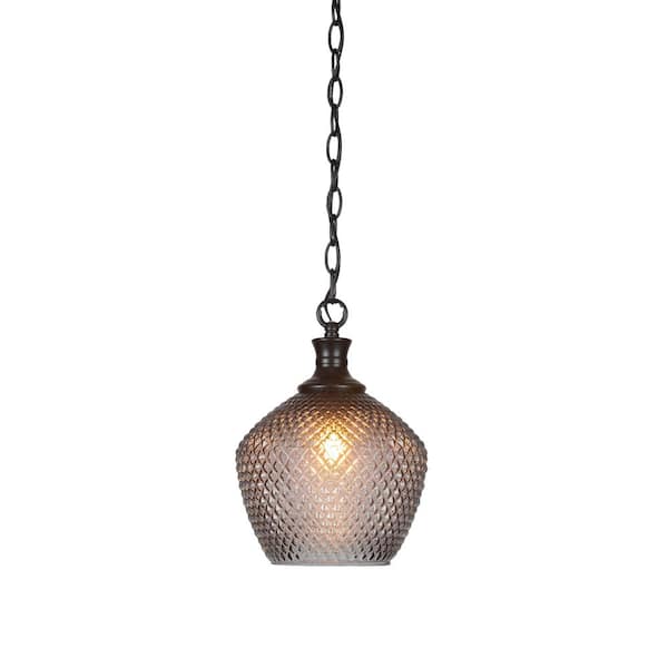 Tyler 60-Watt 1-Light Matte Black Shaded Mini Pendant Light with Glass ...