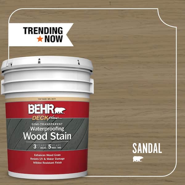 BEHR DECKplus 5 gal. #ST-121 Sandal Semi-Transparent Waterproofing ...