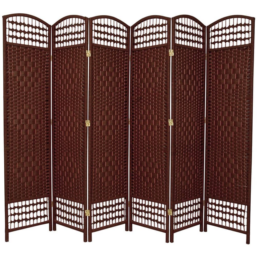 Oriental Furniture 5.5 ft. Dark Red 6-Panel Room Divider FB-DMND-DRD-6P ...