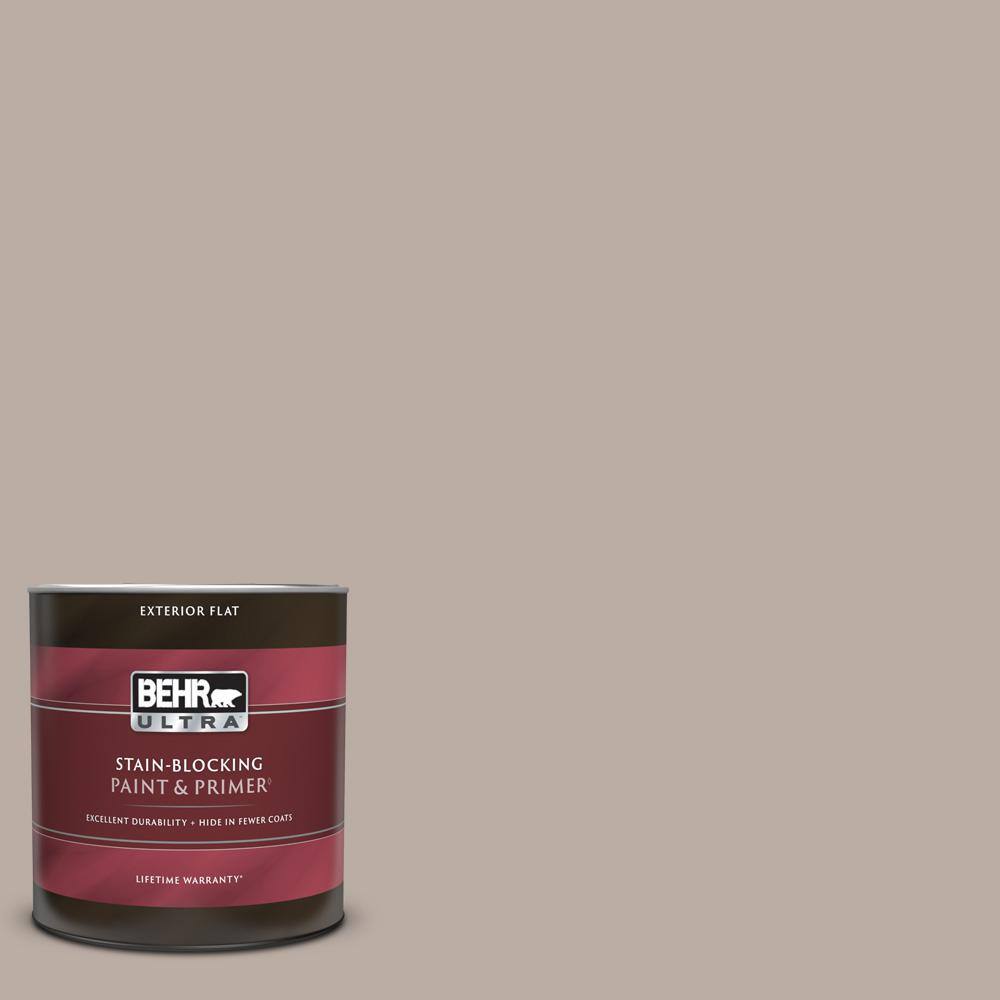 BEHR ULTRA 1 qt. #N200-3 Nightingale Gray Flat Exterior Paint & Primer ...