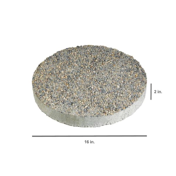 Oldcastle 16 in. x 16 in. Round Exposed Aggregate Gray Concrete Step Stone (90-Piece Pallet ...
