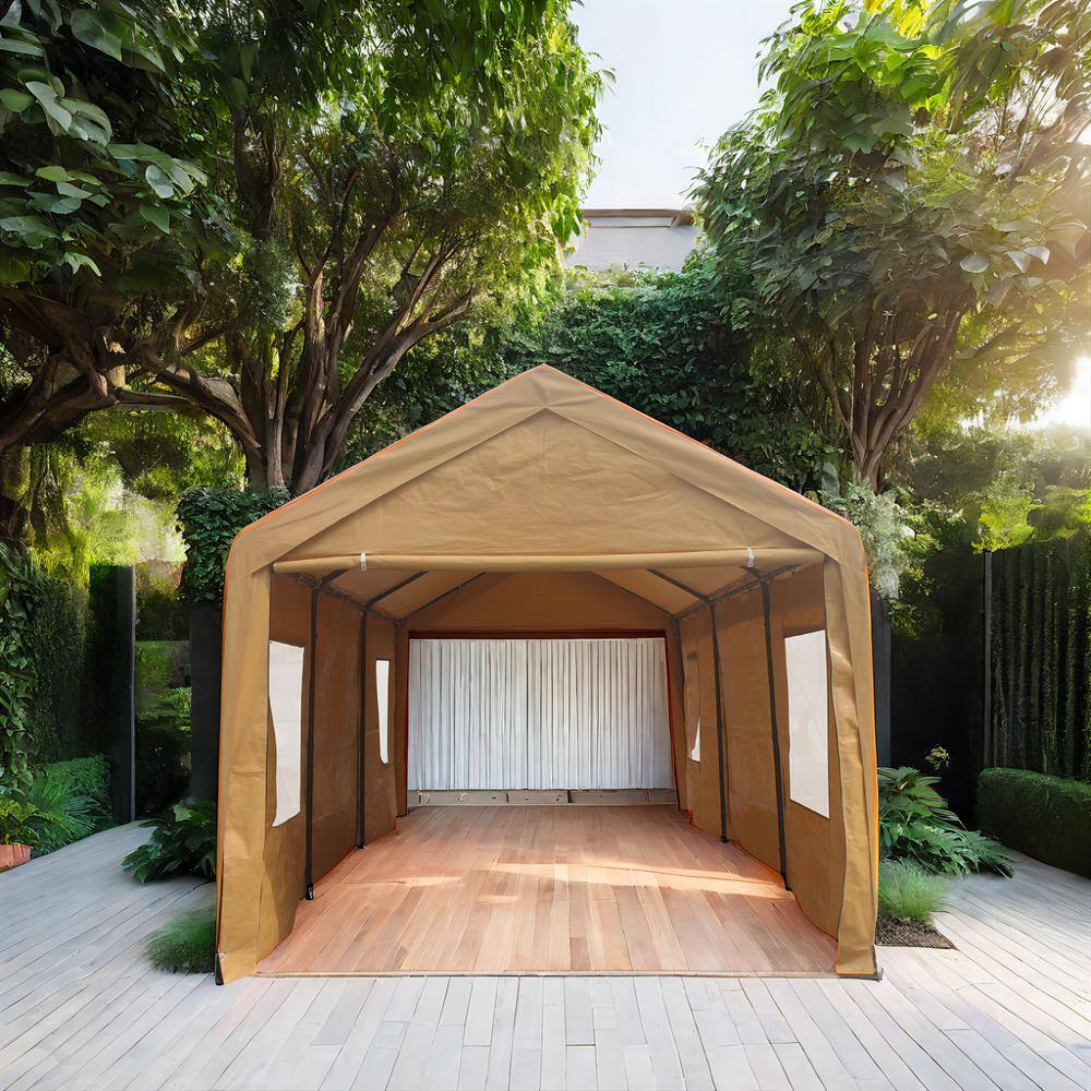 Clihome 10 ft. W x 20 ft. D Heavy-Duty Canopy Carport Outdoor Portable ...