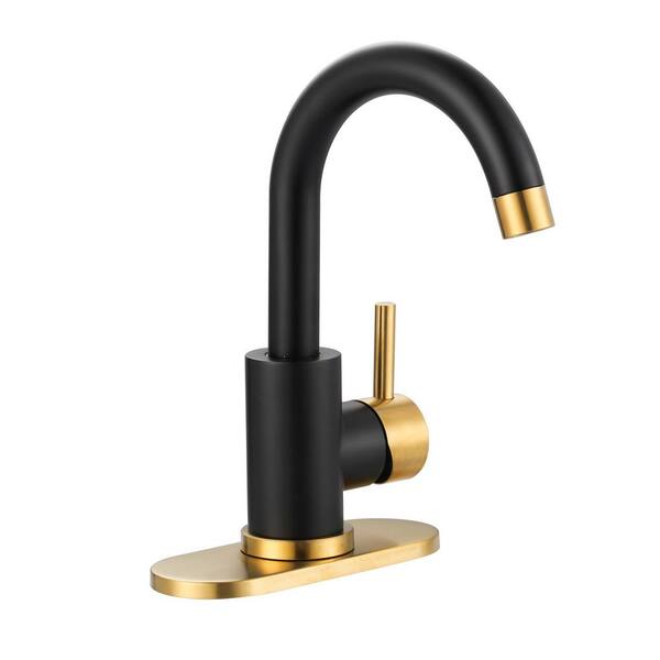ALEASHA Sleek Stainless Steel Bar Faucet with 360° Swivel Spout in Gold ...