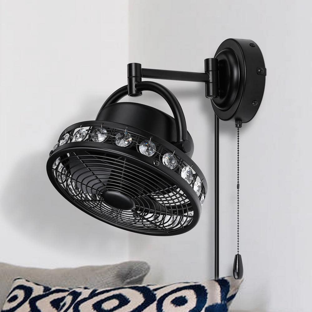 matrix decor 10.02 in. Three Speeds Wall Fan in Black with Pull Chain ...