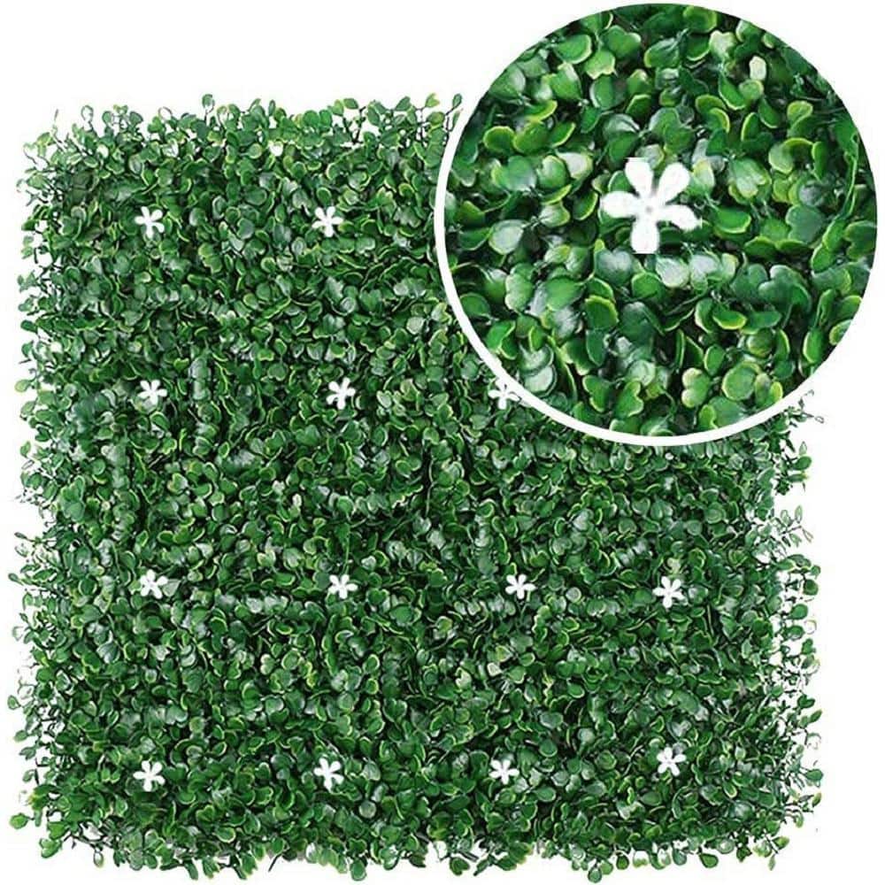 Afoxsos 20 in. Green Artificial Hedge Boxwood Panels Plant Faux ...
