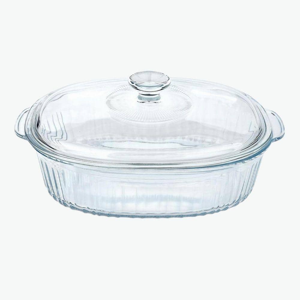 JFVKAF 2.8L 3 qt. Large Oval Glass Casserole Baking Dish with Lid High ...