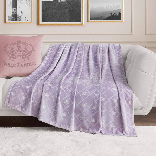 JUICY COUTURE Icon Scallop Lavender Plush 60 in. x 70 in. Polyester ...
