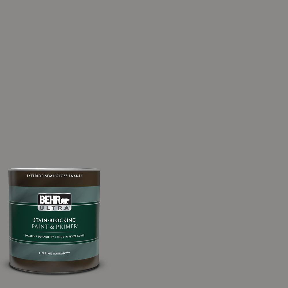BEHR ULTRA 1 qt. #PPU26-04 Falcon Gray Semi-Gloss Enamel Exterior Paint ...