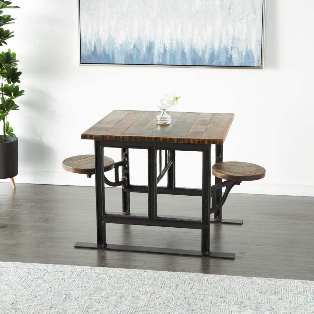 Brown Teak Wood Trestle Dining Table 2 Seater