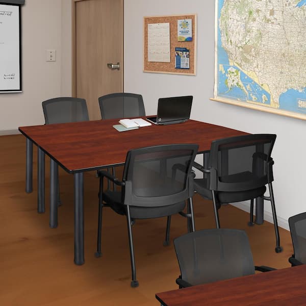 Regency Kee 66 in x 24 in. Cherry Top Training Table Desk, Black Legs ...