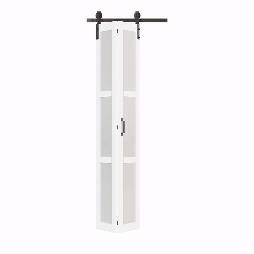 ARK DESIGN 25 in. x 84 in. 3-Lite Tempered Frosted Glass White Primed ...