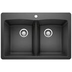 Blanco DIAMOND Dual-Mount Granite Composite 33 in. 1-Hole 50/50 Double ...
