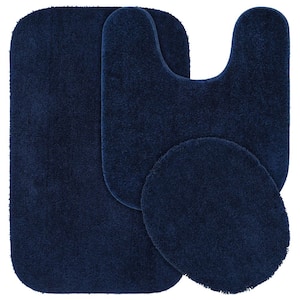 Garland Rug Traditional Basin Blue 3-Piece Washable Bathroom Rug Set ...
