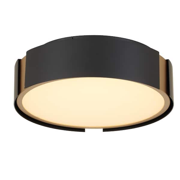 BRIXON Milan 10 in. Matte Black with Brass Accent 5 CCT LED Flush Mount ...