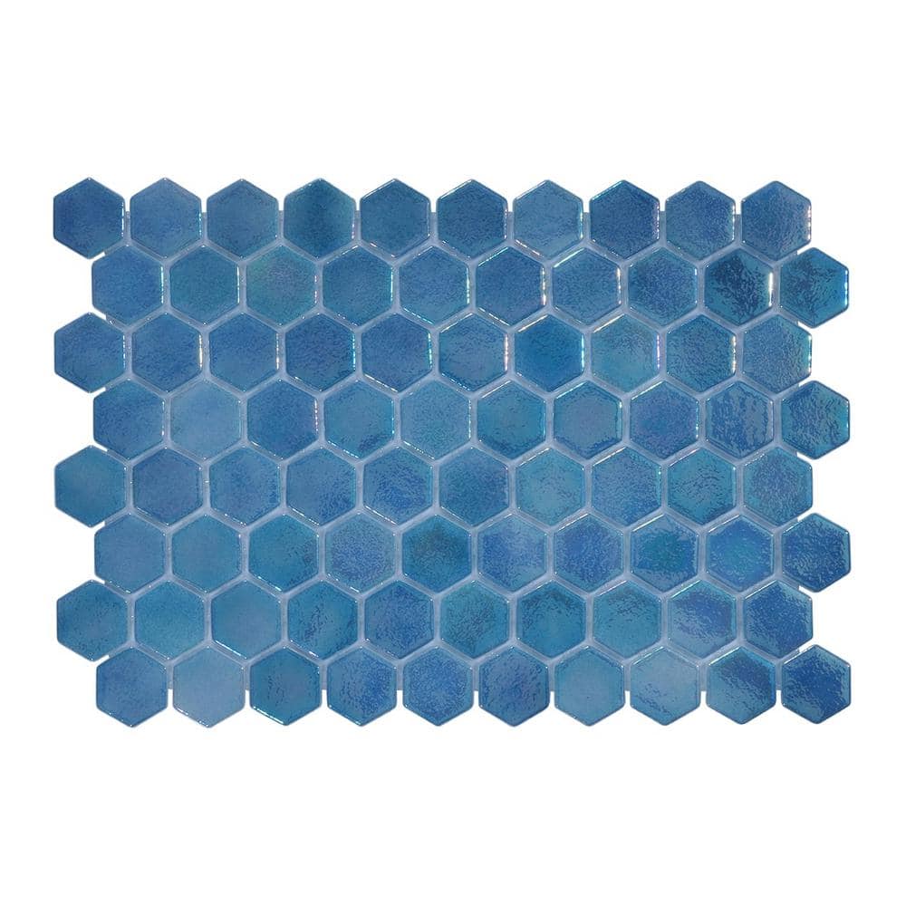 The Tile Doctor Glass Tile LOVE Hex 11 in. x 16 in. Glossy ...