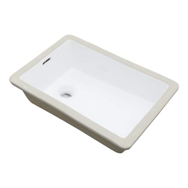 Sarlai 20 in. x 14 in. Undermount Rectangular Ceramic Bathroom Sink in ...