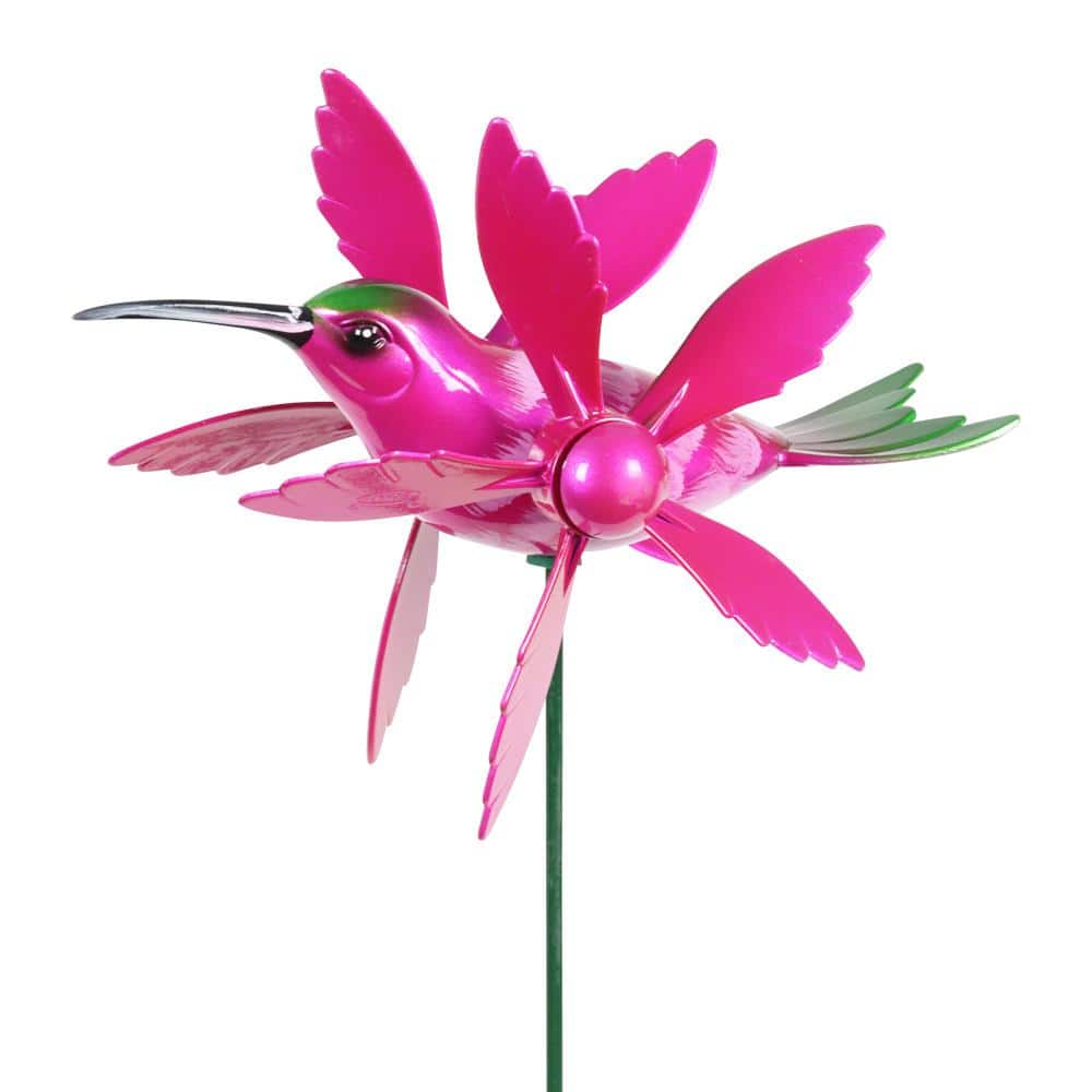 Exhart WindyWing Whirligig Hummingbird Pink Green Metallic 2.4 ft. Pink ...