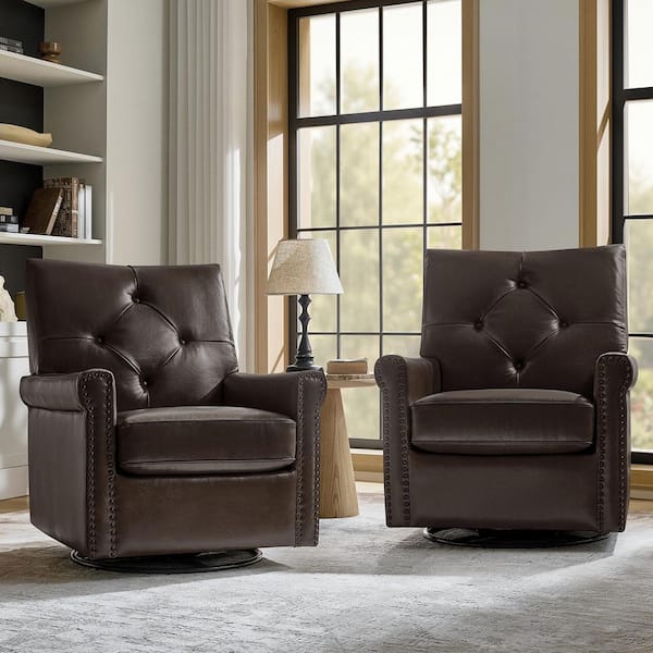 JAYDEN CREATION Germa Chocolate Traditional Swivel Rocker Arm Chair ...