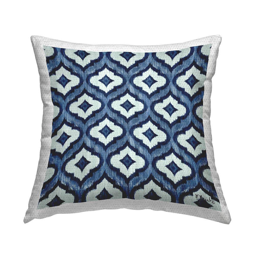 Stupell Industries Bold Blue White Trellis Pattern Blue Square Outdoor ...