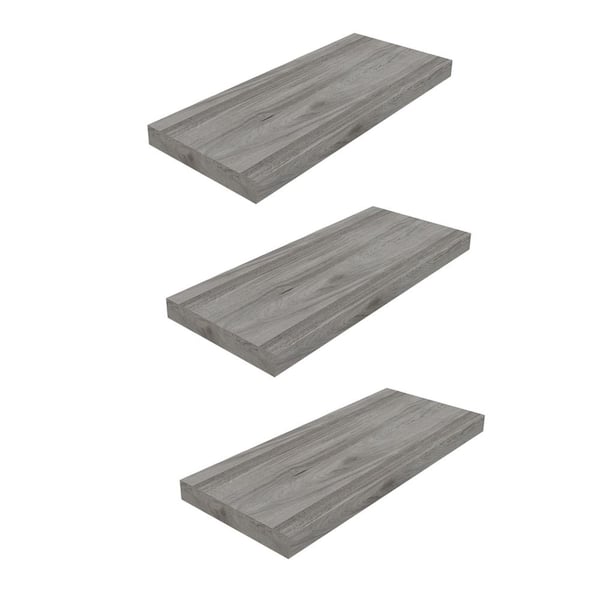 16 in. W x 6.7 in. D Grey Floating Shelves Decorative Wall Shelf (Set ...