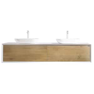 Afhocomp 47.24 in. Single Sink Floating F. OAK Bath Vanity with White ...
