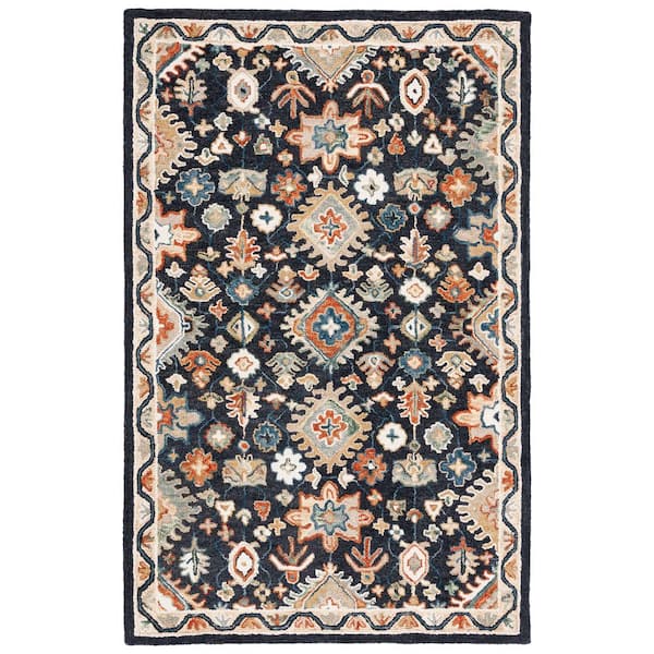 SAFAVIEH Aspen 3 ft. x 5 ft. Black/Rust Garden Diamond Area Rug APN145Z ...