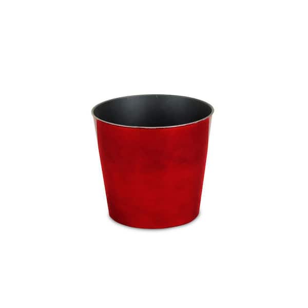 HomeRoots 9 in. x 8 in. Red Indoor/Outdoor Plastic Decorative Pots ...