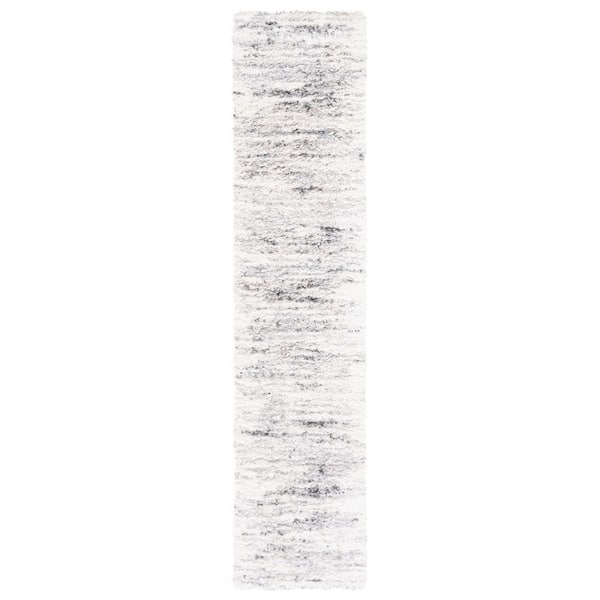 SAFAVIEH Berber Shag 2 ft. x 9 ft. Ivory/Gray Striped Abstract Runner ...