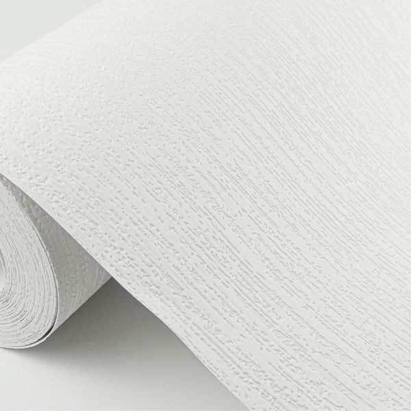 Prepasted Textured Wallpaper Brewster Lou White Stucco Linen Paintable