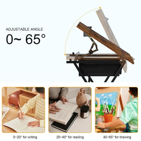 VECELO Height Adjustable Drafting Table Drawing Table Set 23.6 in ...