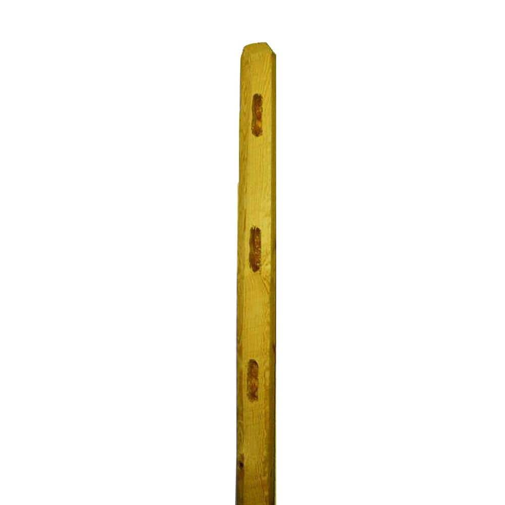 4 in. x 4 in. x 7 ft. Pressure-Treated Pine 3-Hole Fence End Post ...
