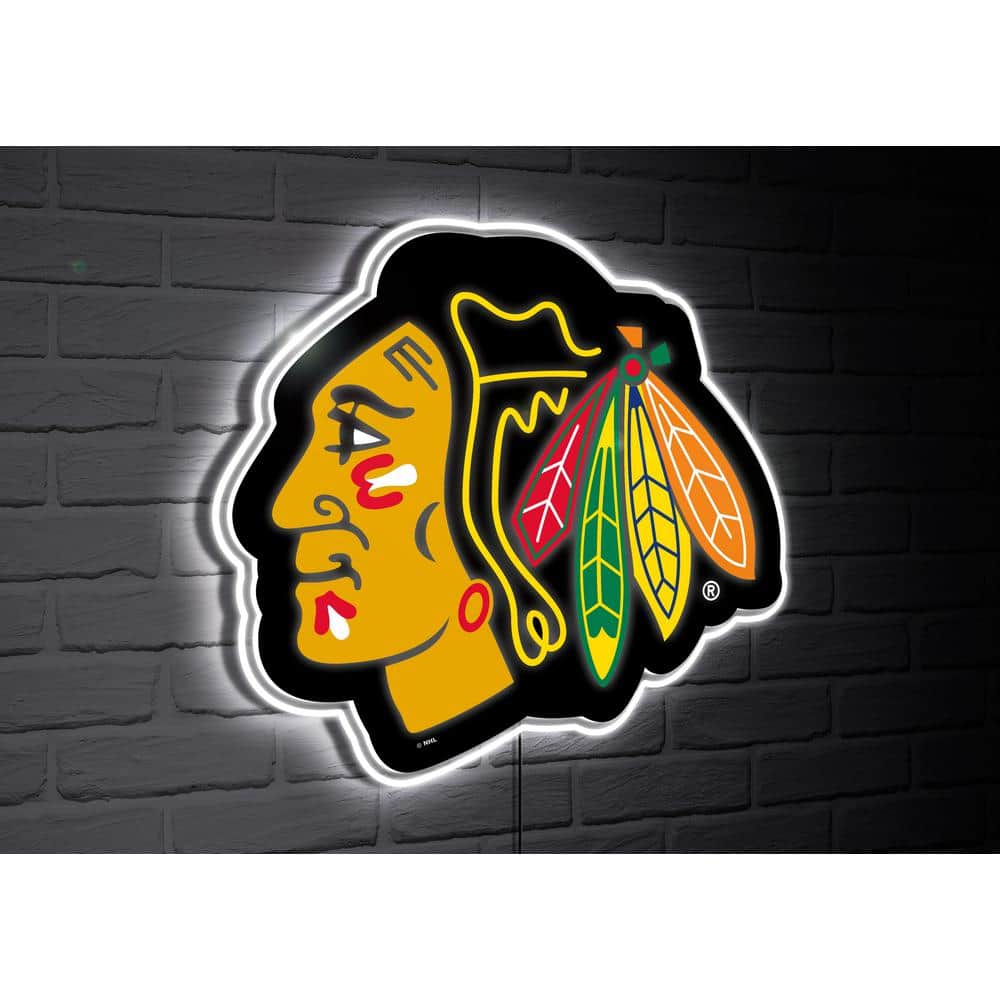 Evergreen Chicago Blackhawks Team Logo Shaped Plug in LED Lighted Sign ...