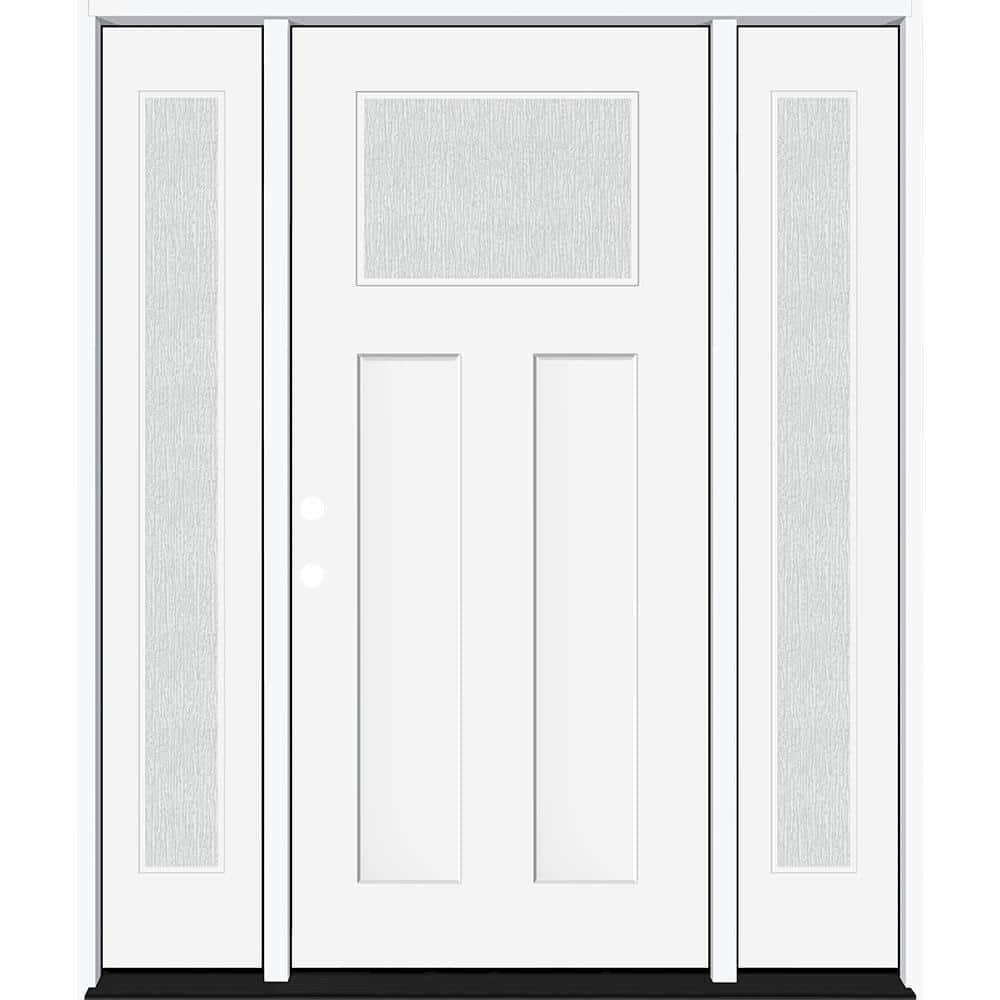 Steves & Sons Legacy 64 in. x 80 in. 1/4-Toplite Rain Glass RHIS White ...