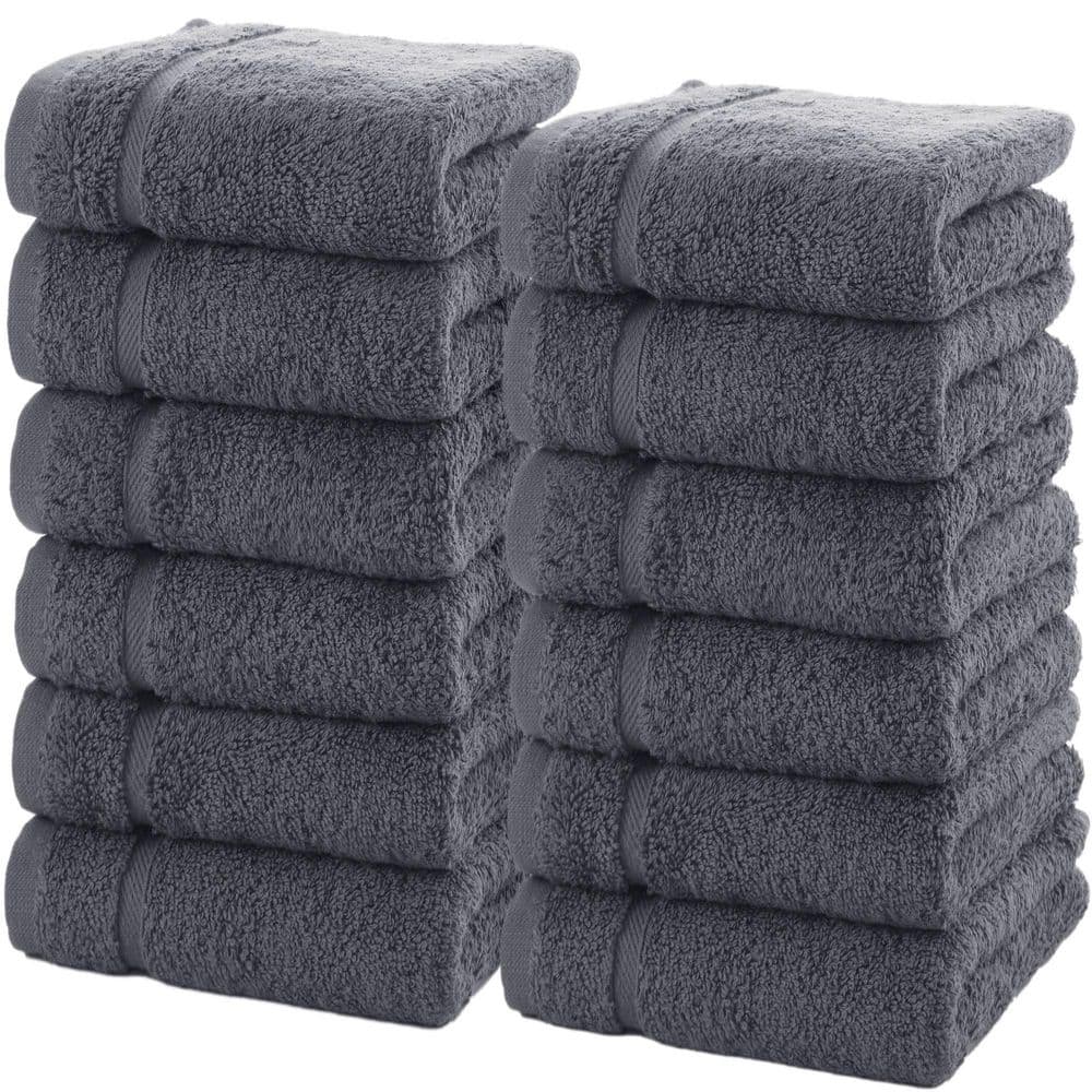 Hawmam Linen 12-Piece Gray Luxury Cotton Washcloths 13 x 13 -Premium ...