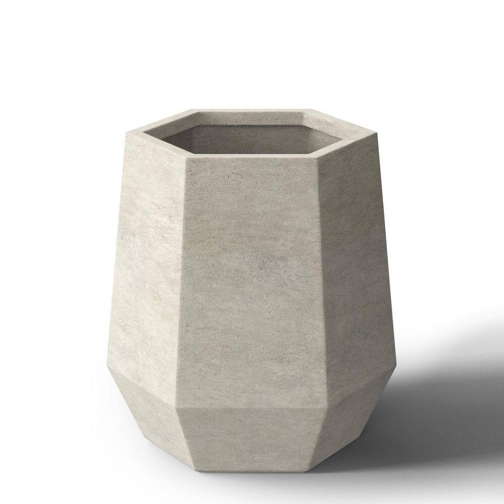 Morrava 17 in. Large Light Gray(Enhanced Core) Concrete Round Planter ...