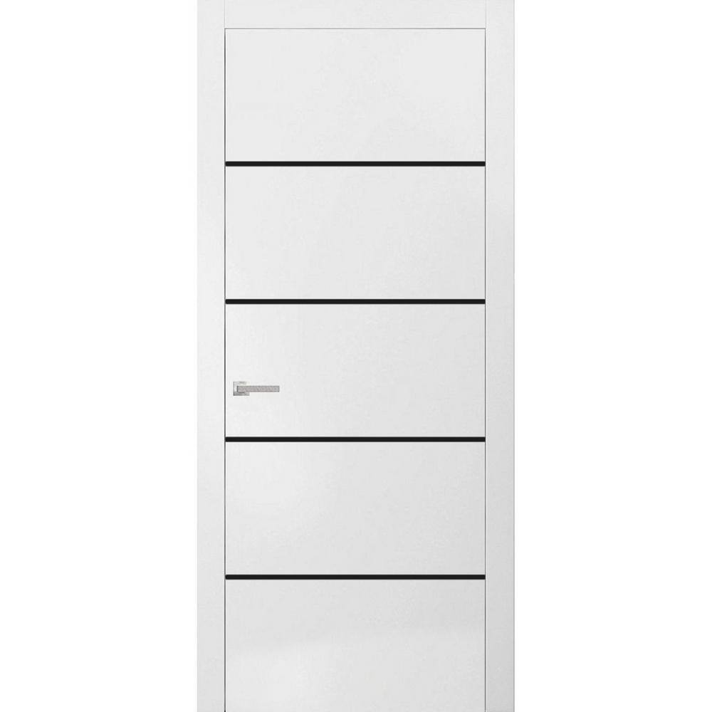 Sartodoors 42 in. x 84 in. 1 Panel White Finished Solid Wood with ...
