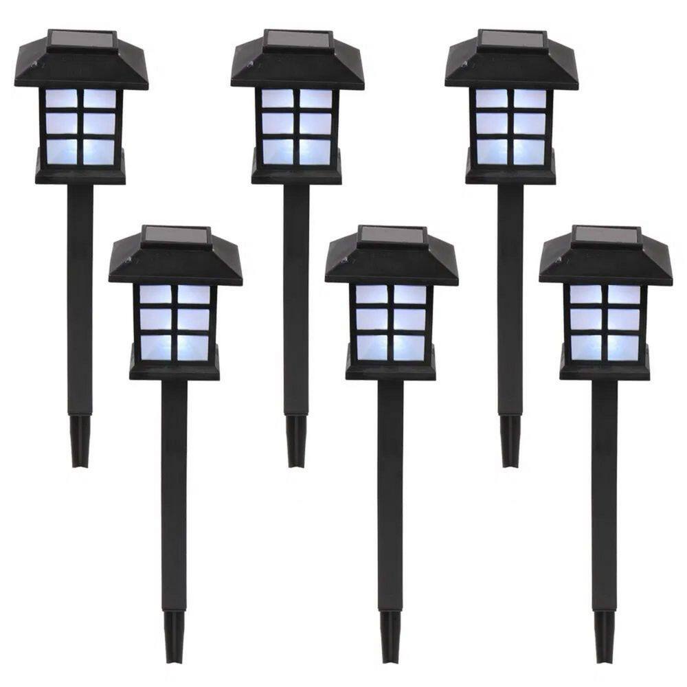 Cubilan 6-Pack White LED Solar Lantern Torch Lights, Outdoor Garden ...