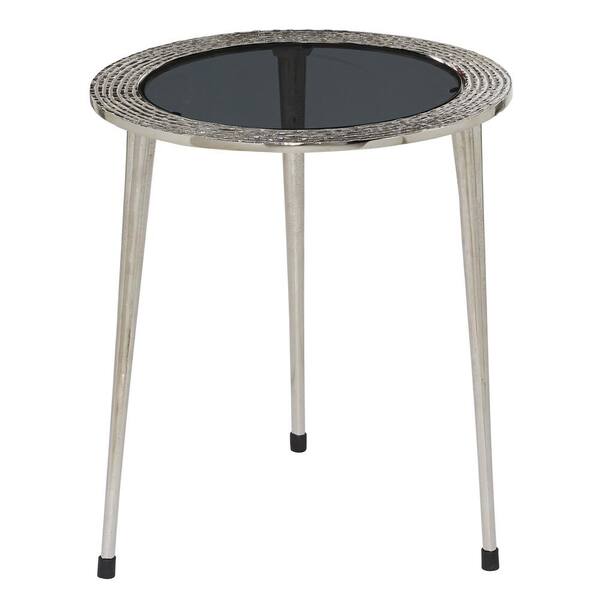 Litton Lane 19 in. Silver Aluminum Contemporary End Table 80860 - The ...