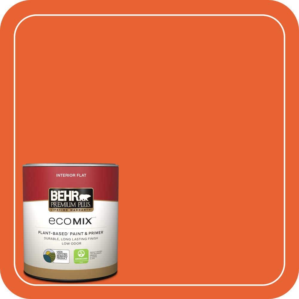 BEHR PREMIUM PLUS 1 qt. #210B-7 Flame Flat EcoMix Plant-Based Interior ...