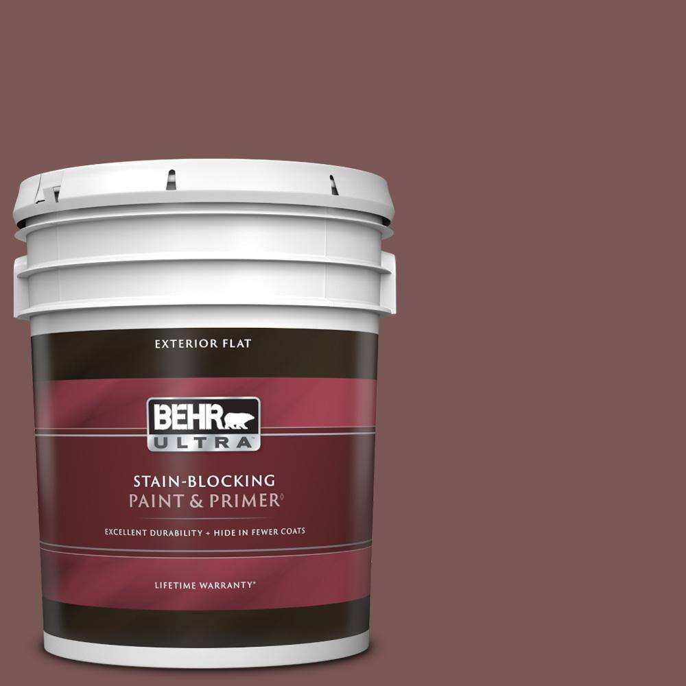 BEHR ULTRA 5 gal. #120F-6 Japanese Maple Flat Exterior Paint & Primer ...