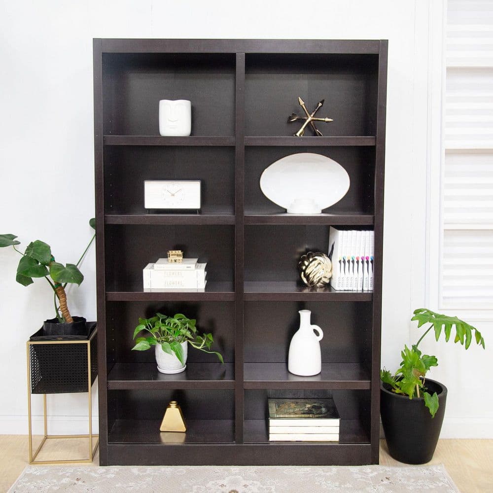 Concepts In Wood 72 in. Espresso Wood 10-shelf Standard Bookcase with ...